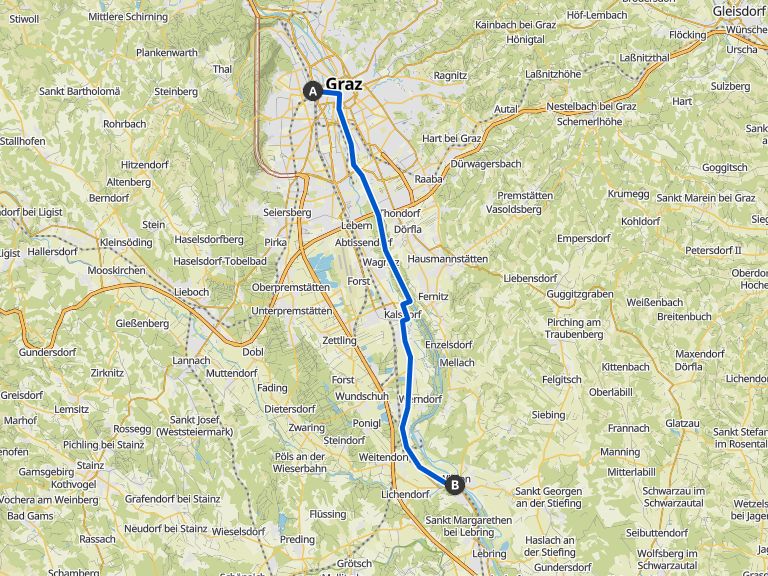 Von Graz Hauptbahnhof, Graz nach Wildon | Wanderung | Komoot